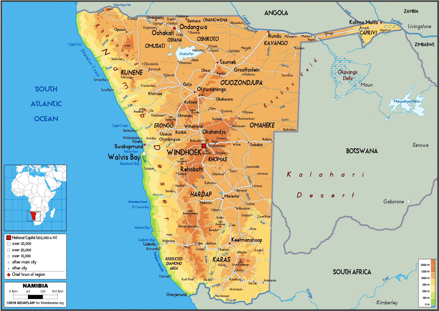 Geographic map of Namibia: geography, climate, flora, fauna ...