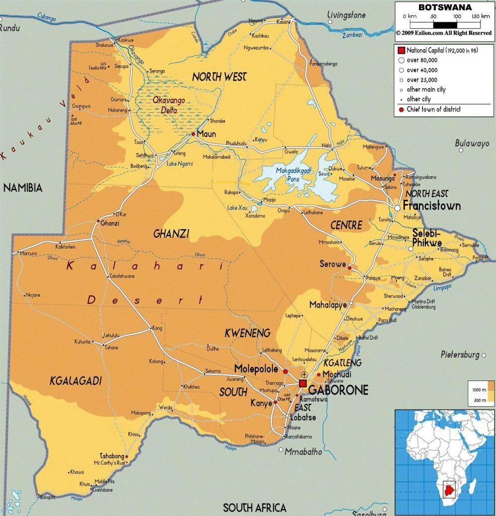 Geographic map of Botswana: geography, climate, flora, fauna ...