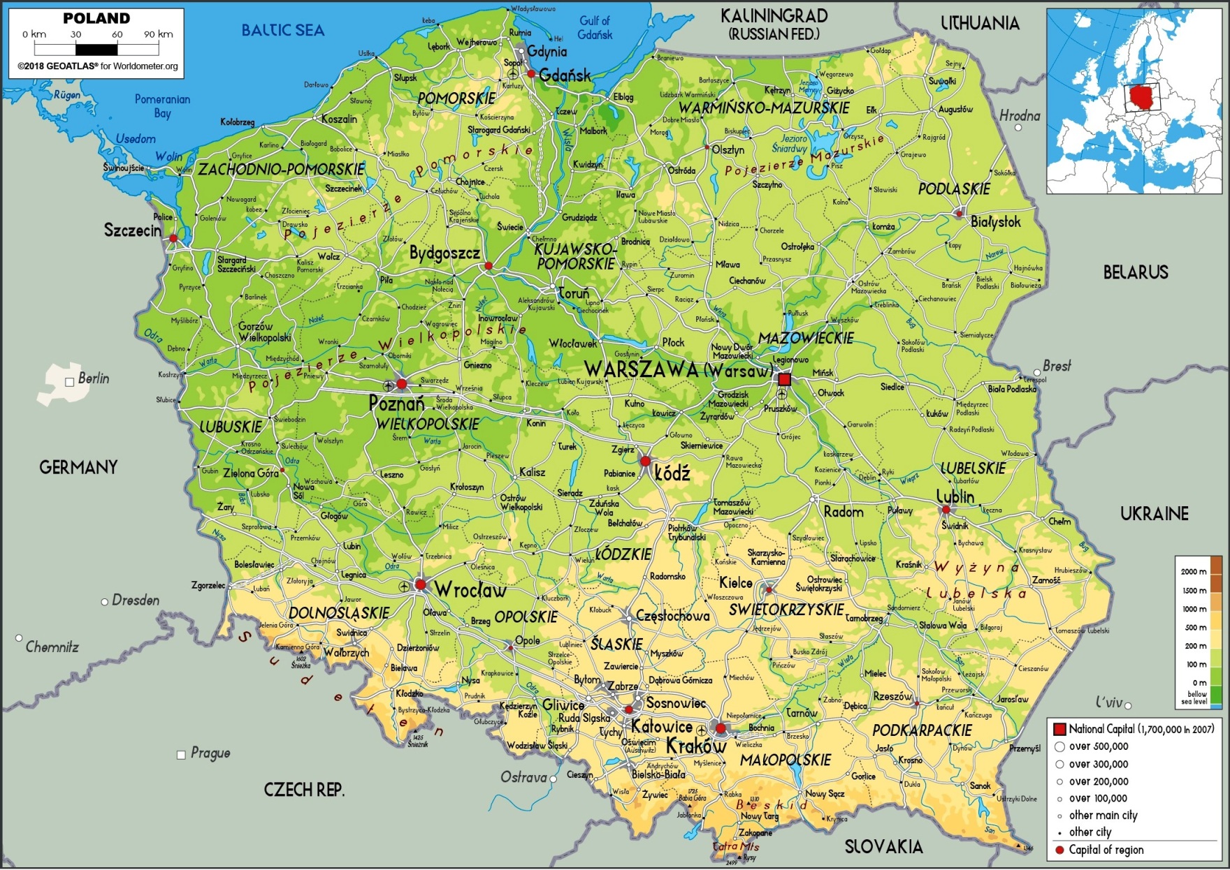 Mapa geográfico de Polonia: geografía, clima, flora, fauna...