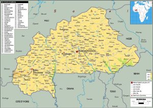 Geographic map of Burkina Faso: geography, climate, flora, fauna