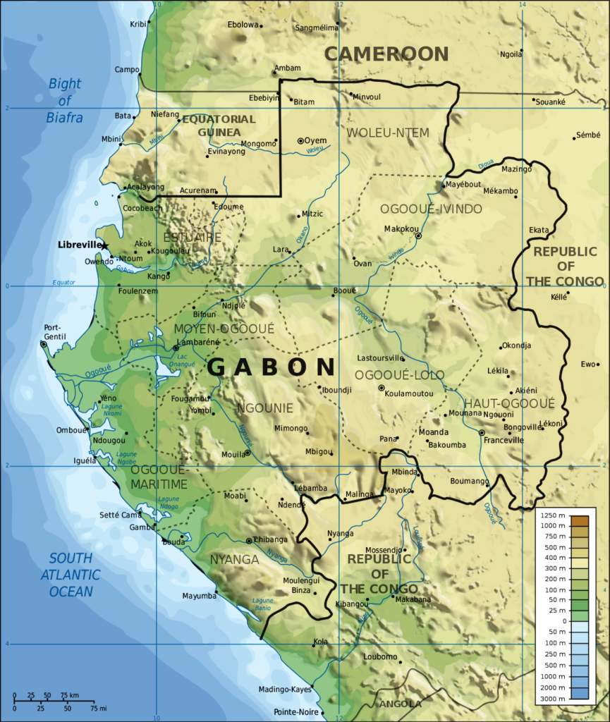 Geographical map of Gabon: geography, climate, flora, fauna ...