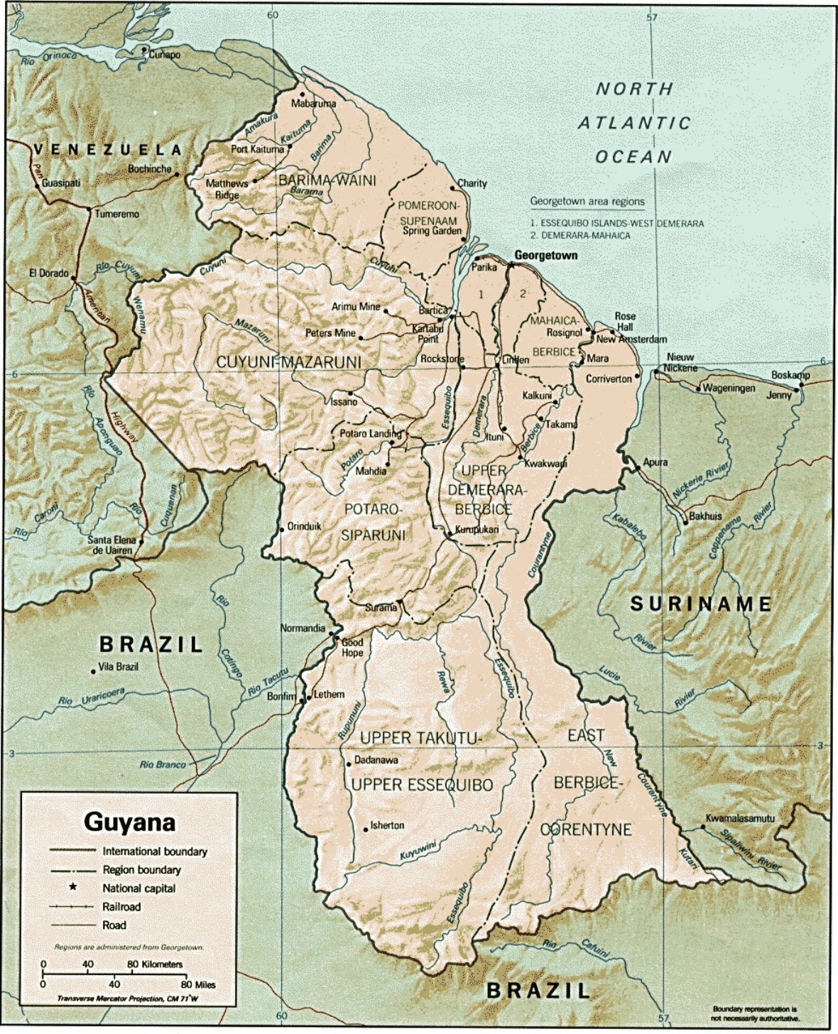 Geographic map of Guyana: geography, climate, flora, fauna ...
