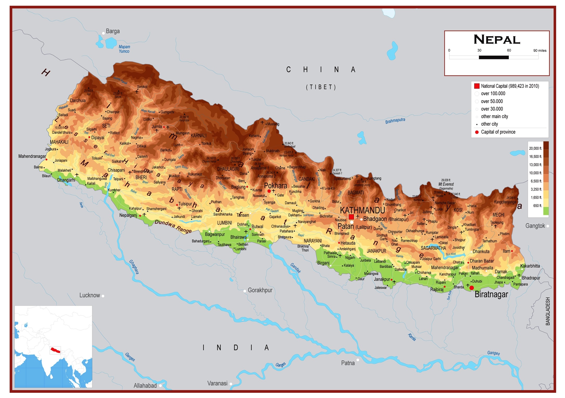 Mapa geográfico de Nepal: geografía, clima, flora, fauna...