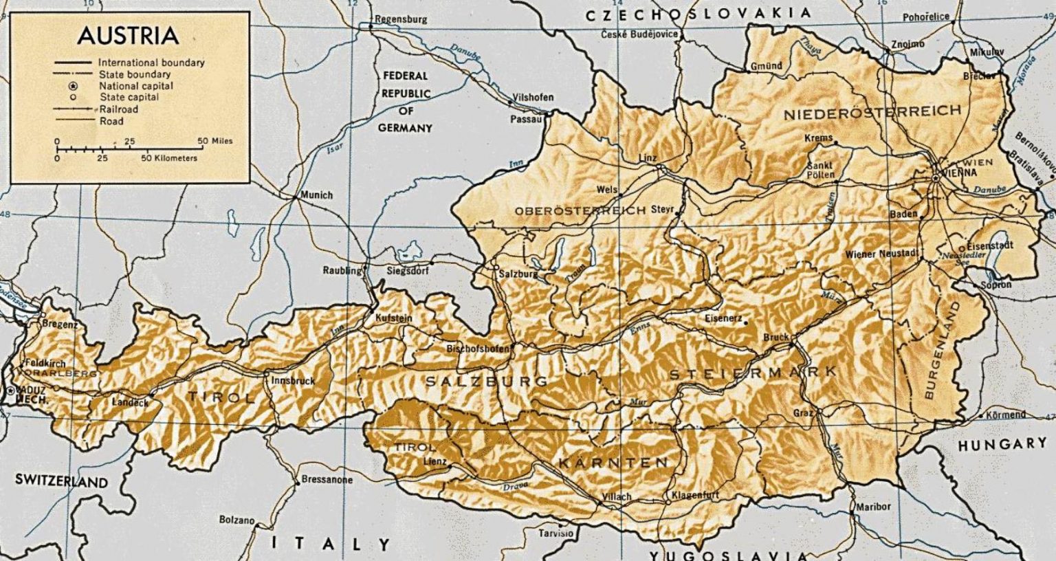 Mappa geografica dell’Austria: geografia, clima, flora, fauna ...