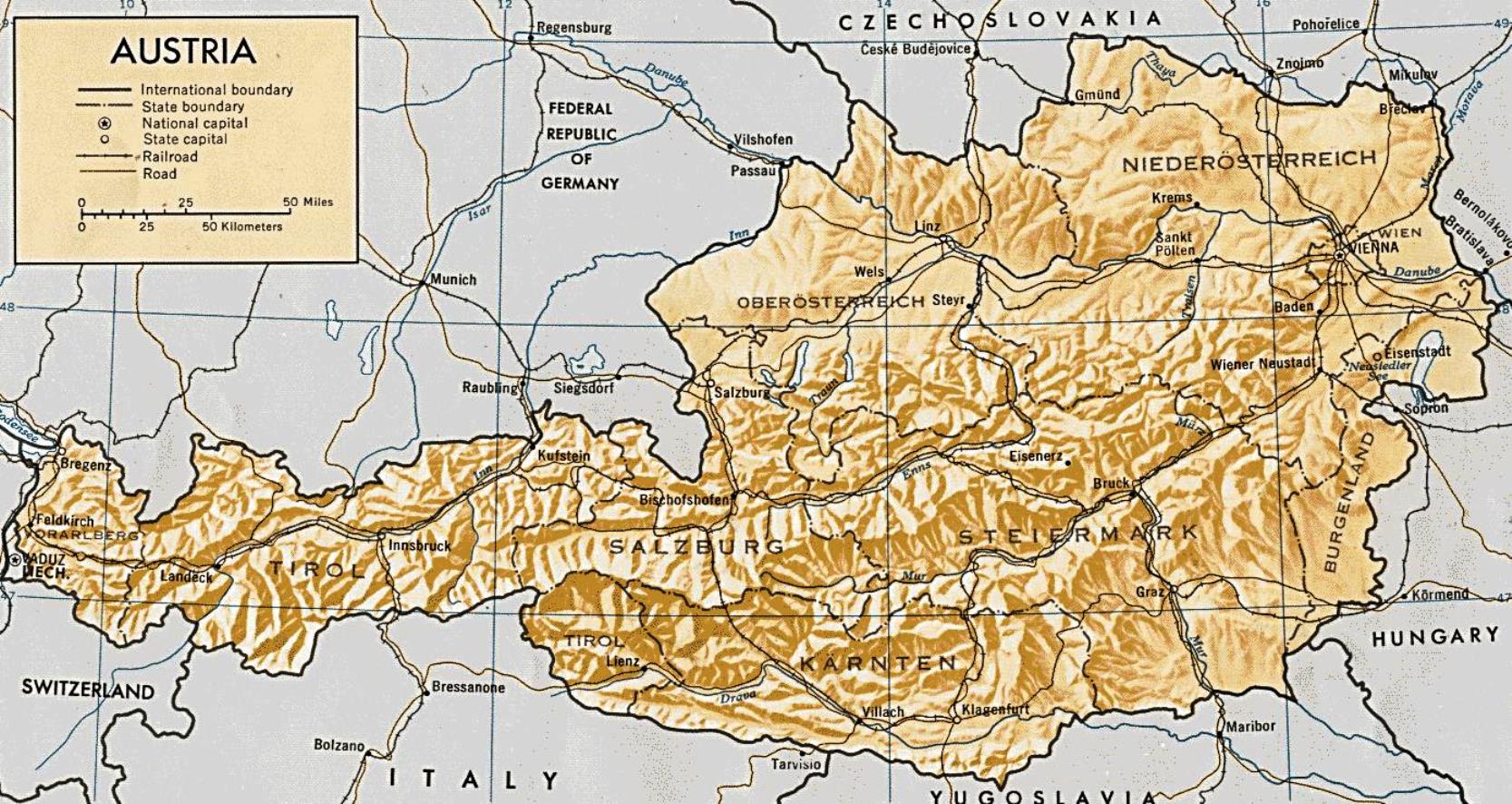 Mappa geografica dell’Austria: geografia, clima, flora, fauna ...