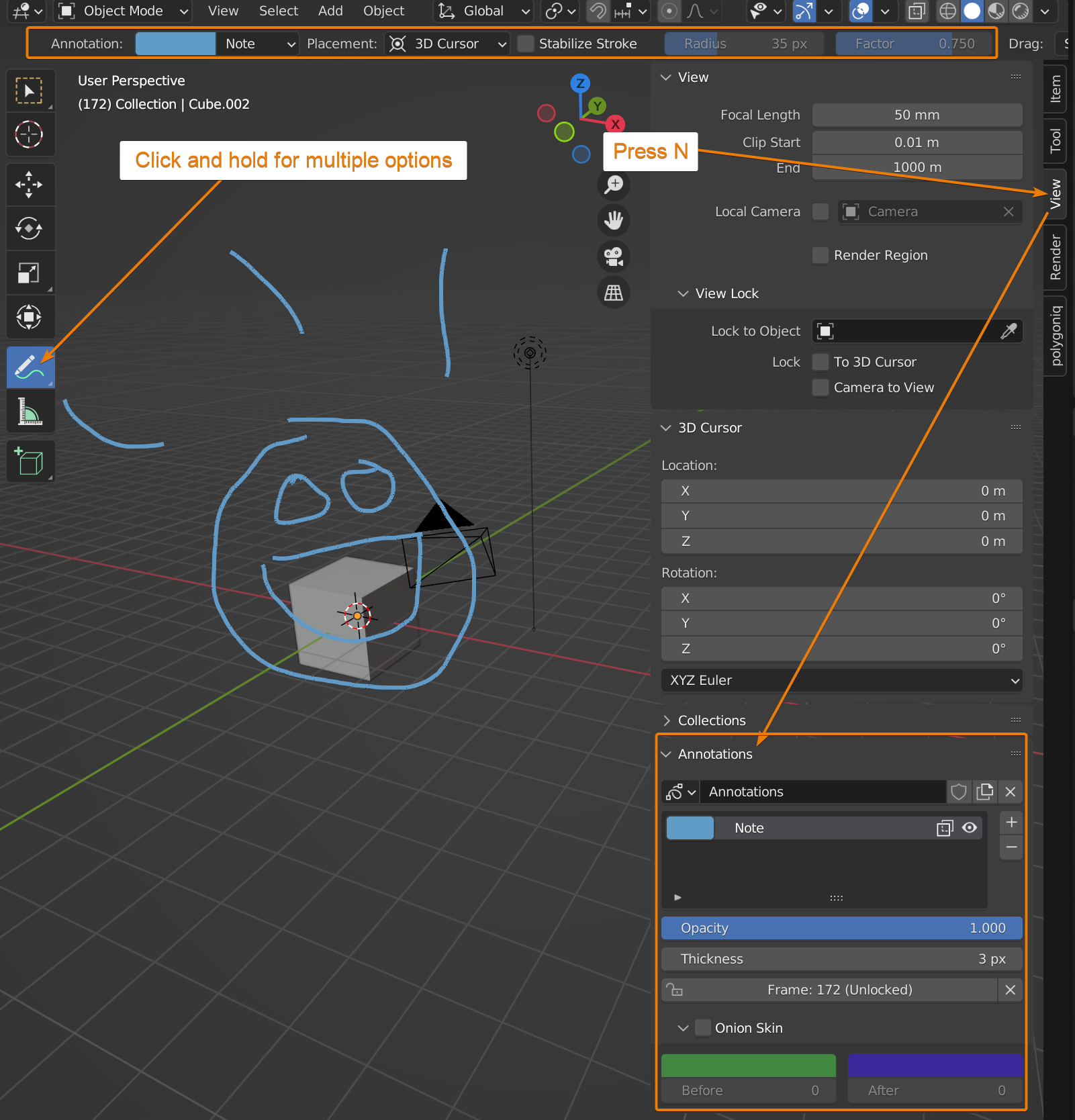 Annotations in Blender (Create, delete, shortcuts, settings) - Artisticrender.com