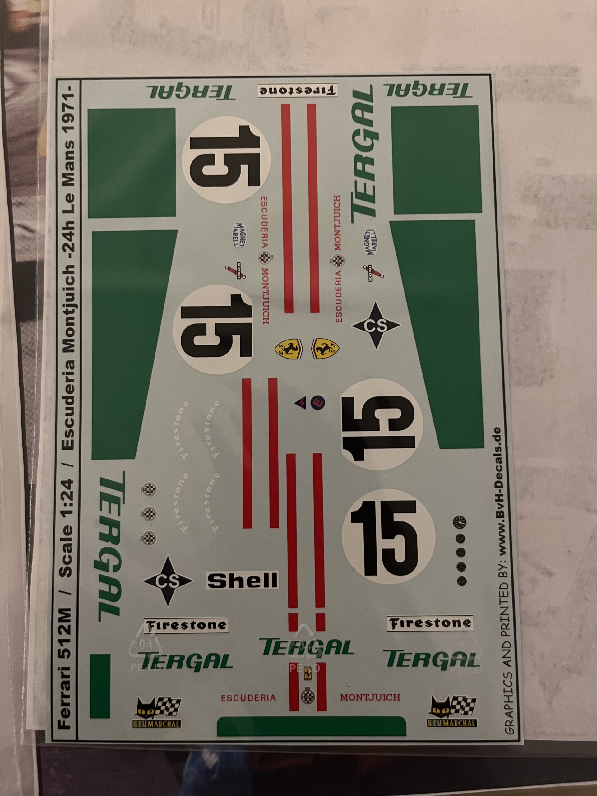 Decal Ferrari 512M #15 Escuderia Montjuich 24H Le Mans 1971 – SlotWorld ...