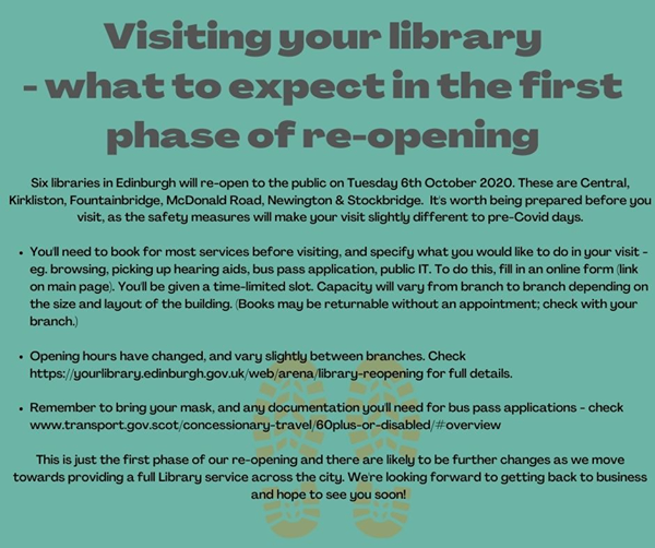 Edinburgh Welcomes Back Four Further Libraries – Edinburgh City of ...