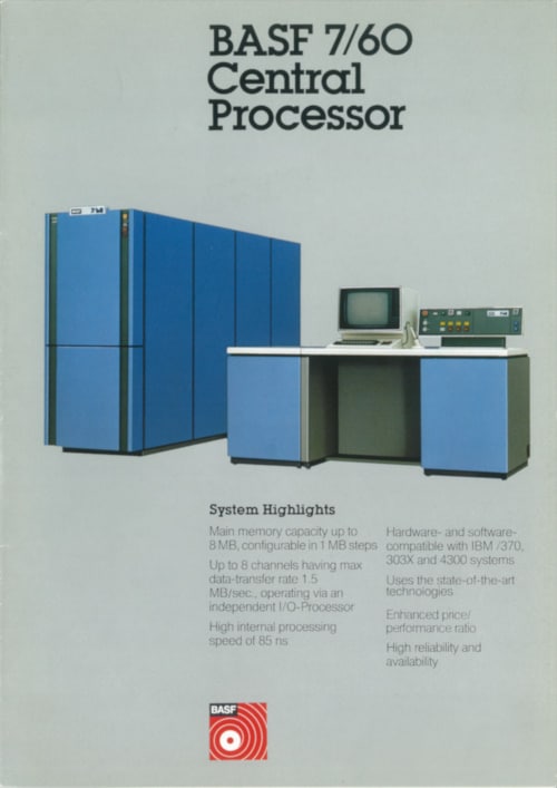 BASF 7/60 Central Processor - Classic Computer Brochures