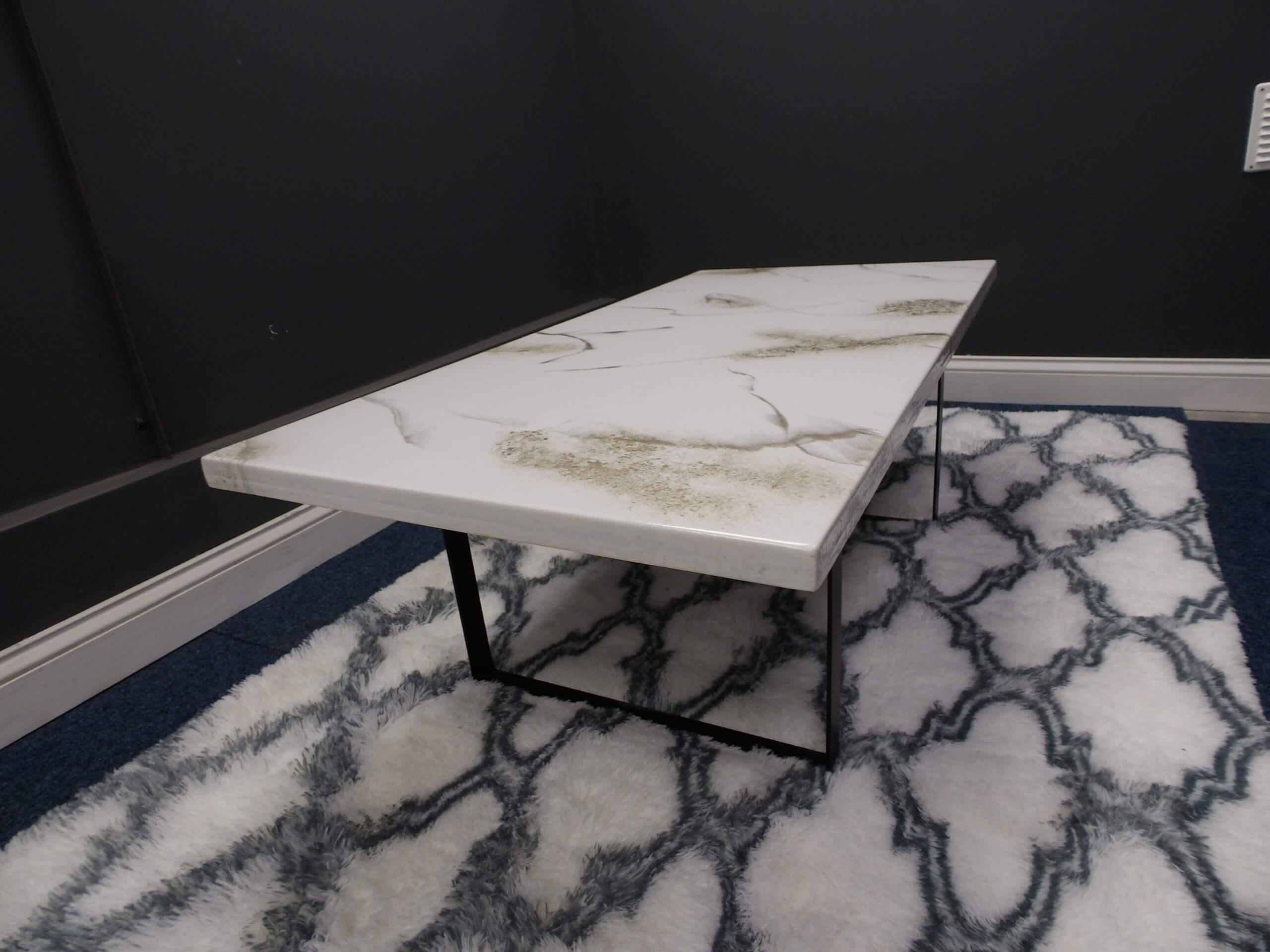 White and Gold Marble Effect Table - Epoxy Tables UK