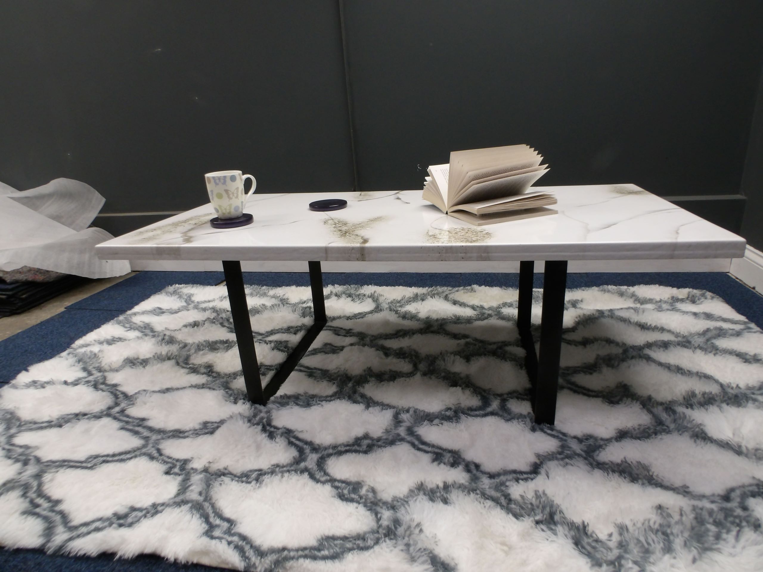 White and Gold Marble Effect Table - Epoxy Tables UK