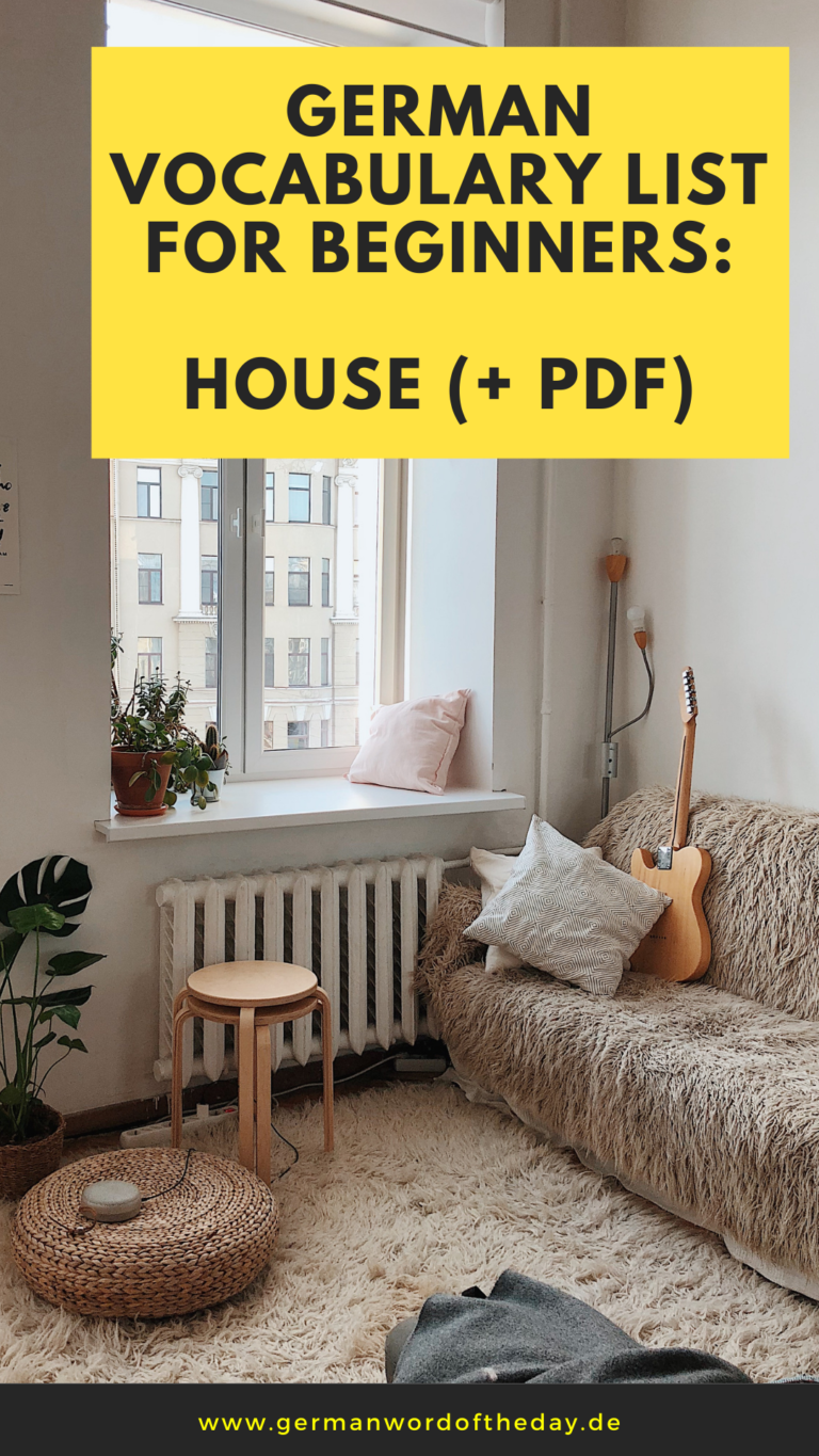 German vocabulary list: House PDF (+ articles & examples) – German Word ...