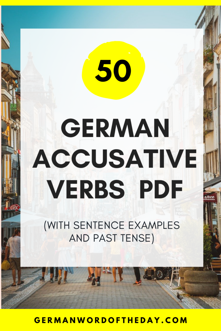 Top 50 German Accusative Verbs List PDF (+ past participle) – German ...