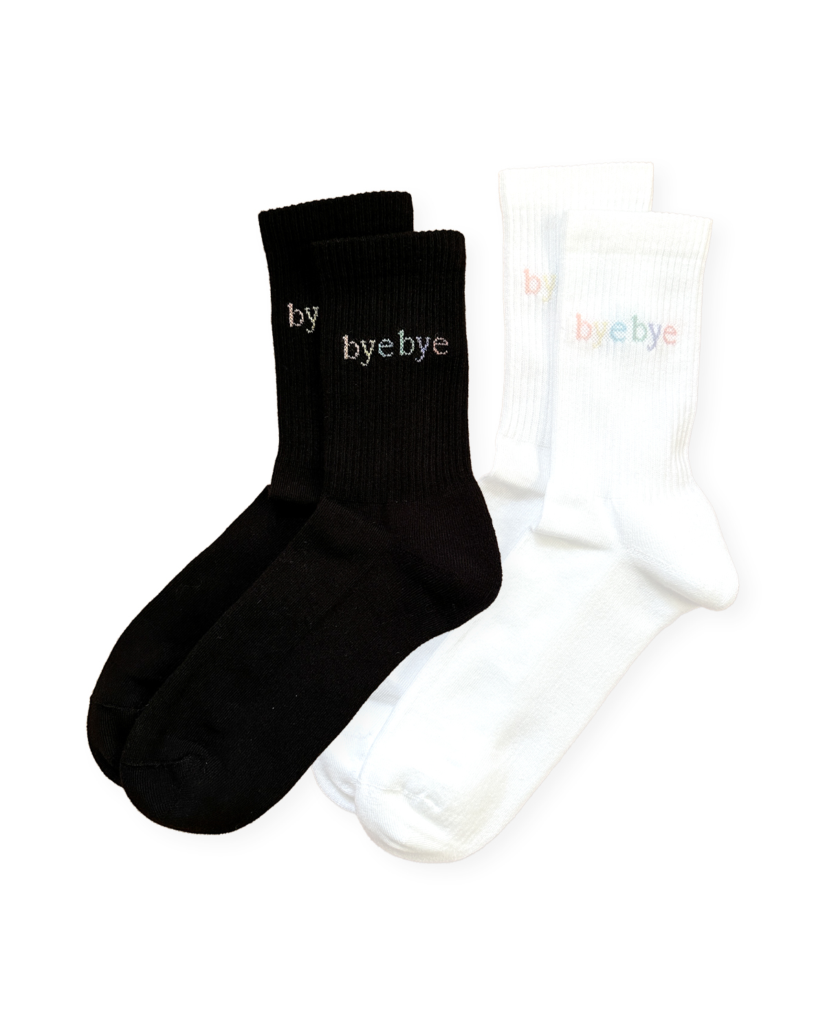 bye bye Rainbow Socks - black & white - hey hey Studios