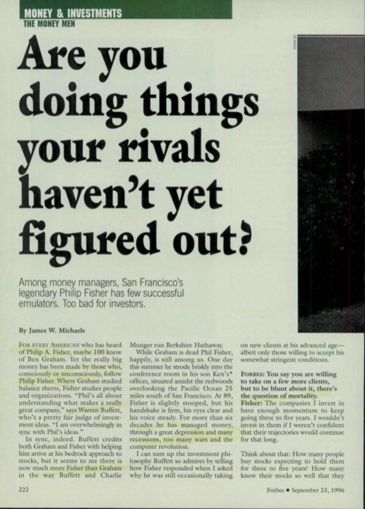 Philip Fisher intervju 1996