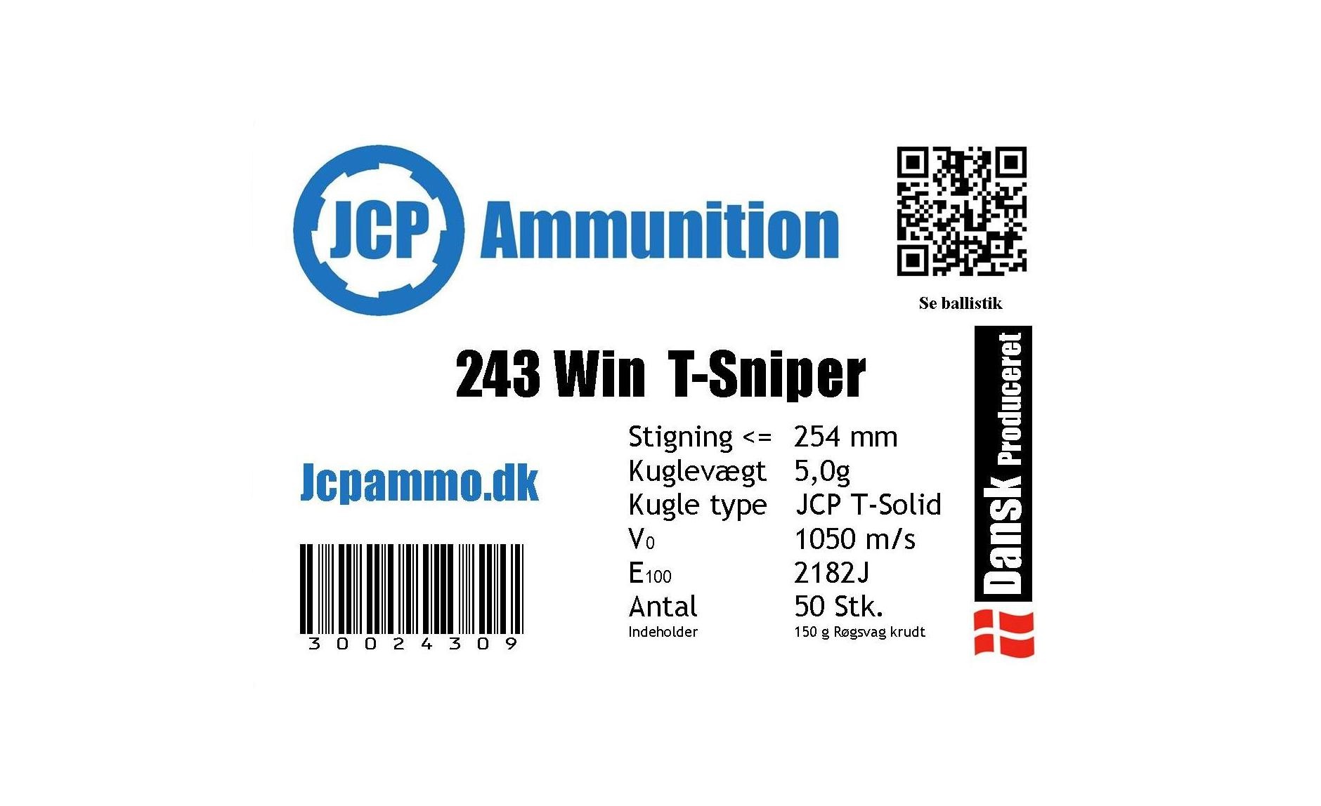 243 Win T-Sniper 5,0g - JCP Ammunition