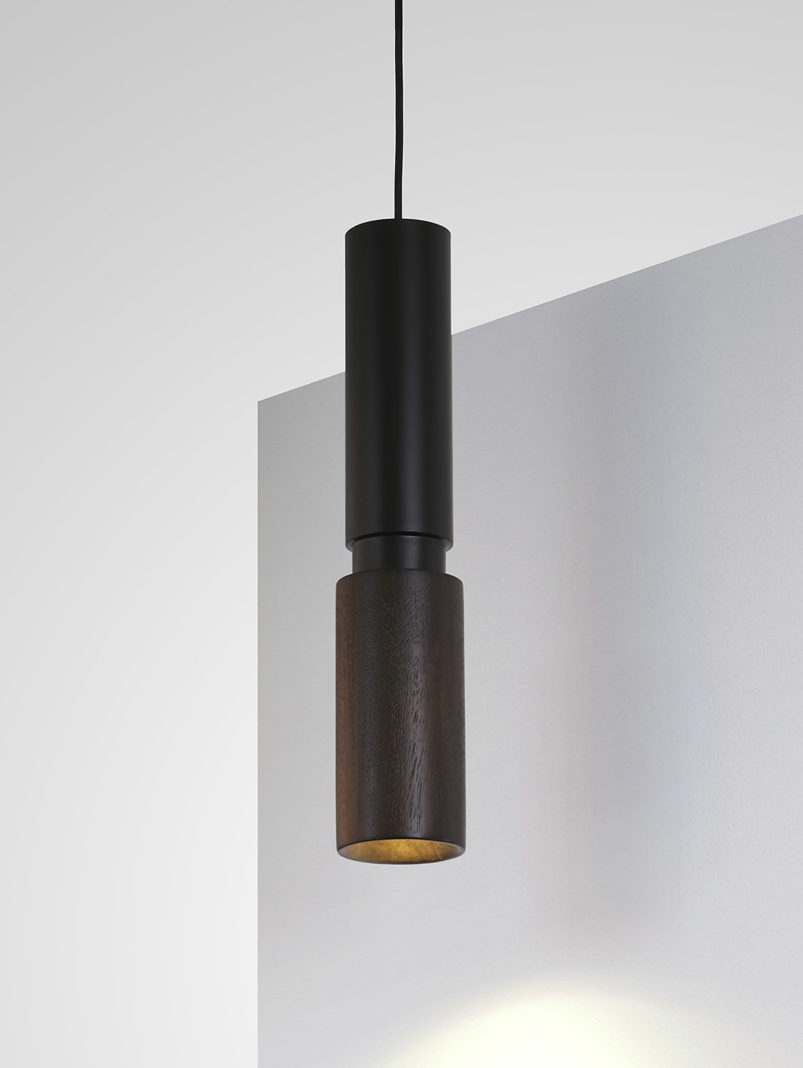 Origo pendant by David Pompa made of Mexican Volcanic Rock and glass