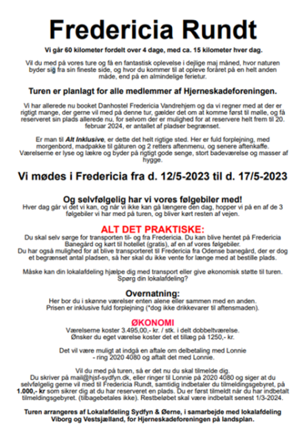 Fredericia Rundt fra den 12/5 til den 17/5 2024 – Hjerneskadeforeningen Vestsjælland – MedlemsInfo