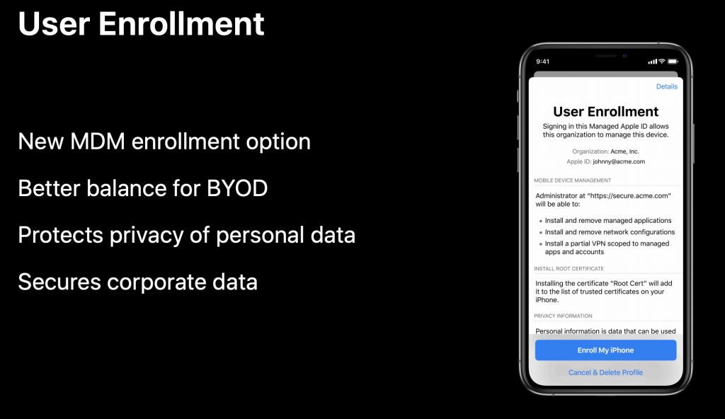 Apple’s nye “User Enrollment” er en spændende nyhed i iOS 13 for ...