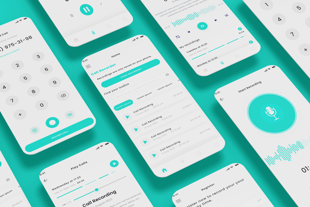 Auto Call Recorder and Audio Mobile App & UI Kit Template