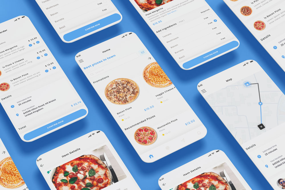 Food & Cuisine Delivery & Pizza Restaurant Mobile App Ui Kit Template