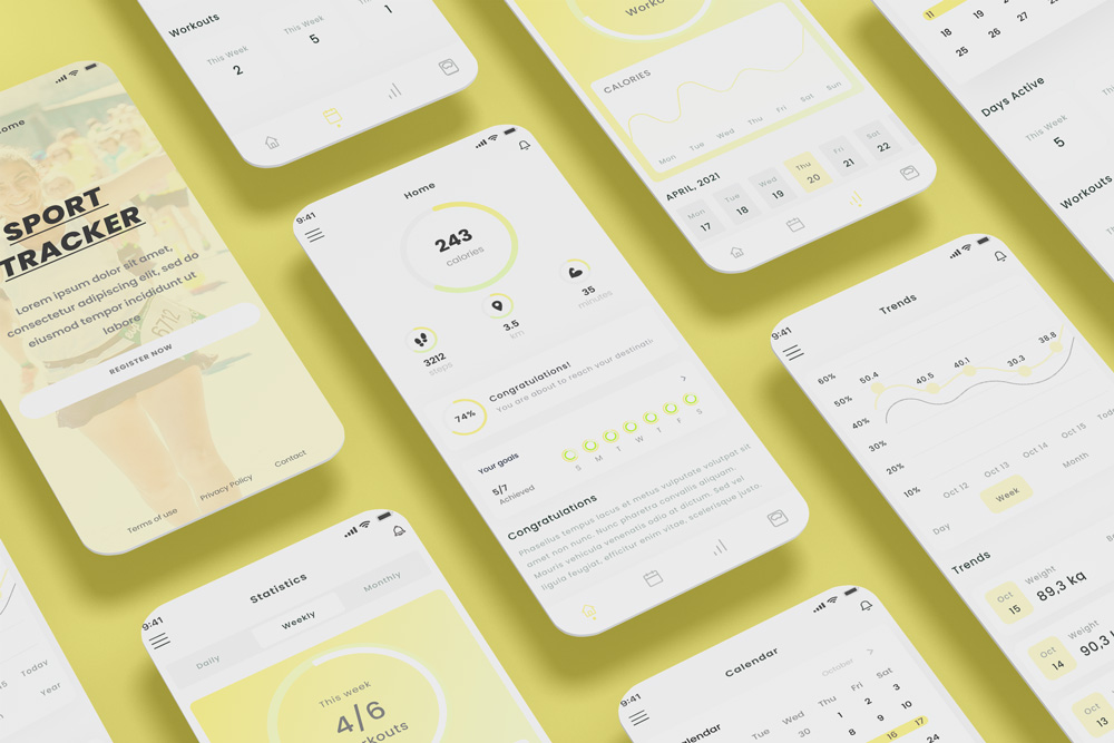 Sports Tracker, Health Habit & Weight Tracking Mobile App Template