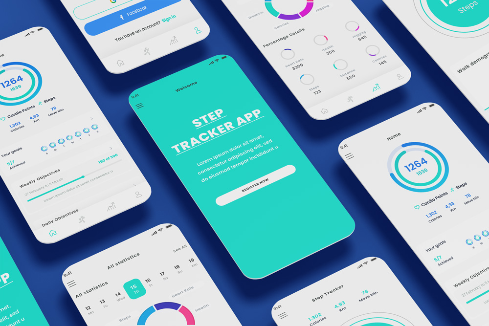 Step, Habit Tracking, Health & Walking Tracker Mobile App Template