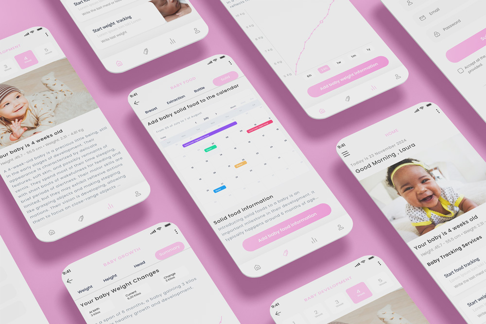 Baby Health, Child Growth & Breastfeeding Tracker App UI kit Template