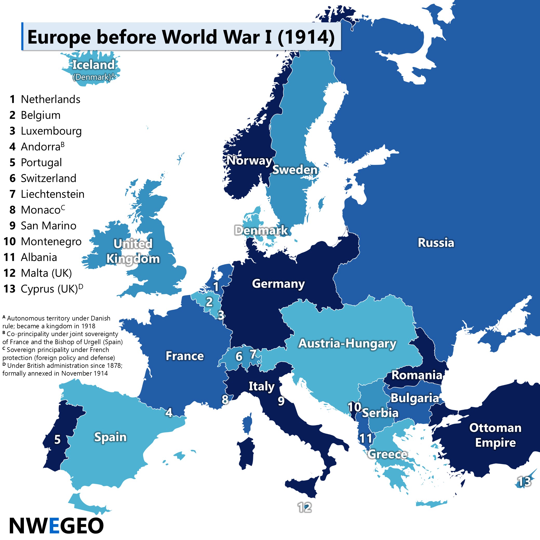 Europe map: before World War I (1914) - NWEGEO