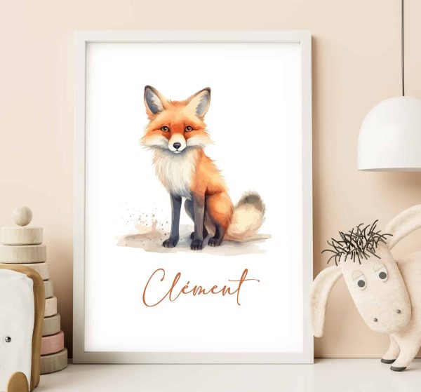 Affiche Prénom renard aquarelle - La Papeterie Créative