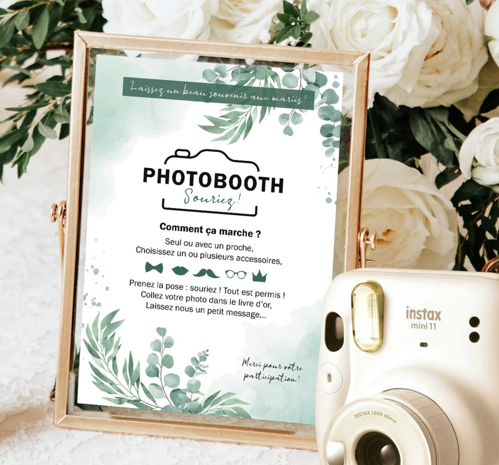 Affiche Photobooth Mariage à imprimer - La Papeterie Créative