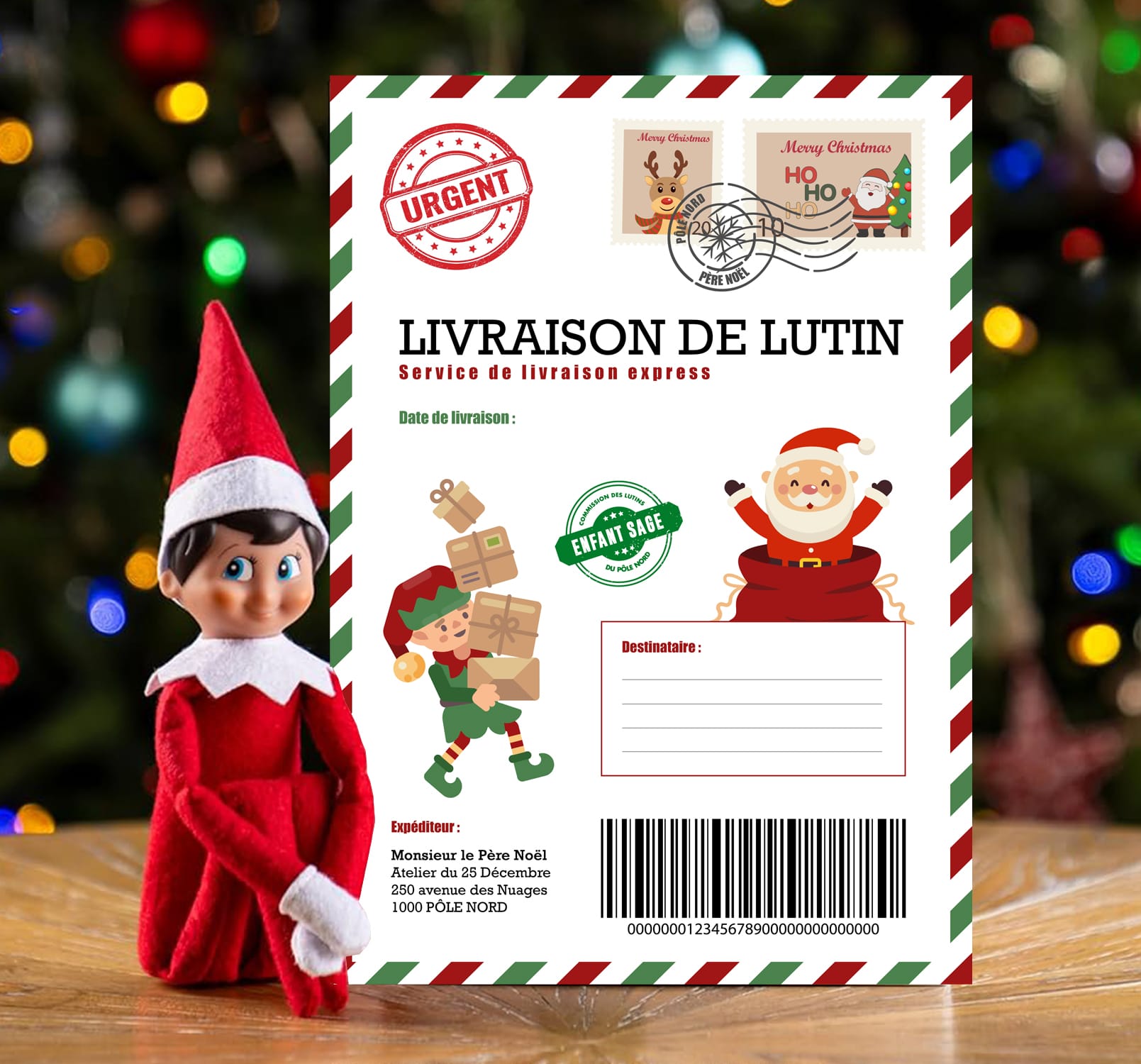 Étiquette d'expédition de lutin farceur à imprimer - La Papeterie Créative