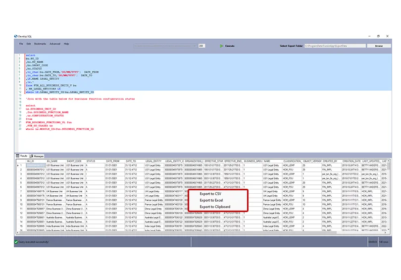 Develop SQL - SQL Tool for Oracle Fusion Cloud