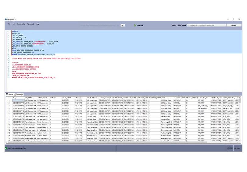 Develop SQL - SQL Tool for Oracle Fusion Cloud