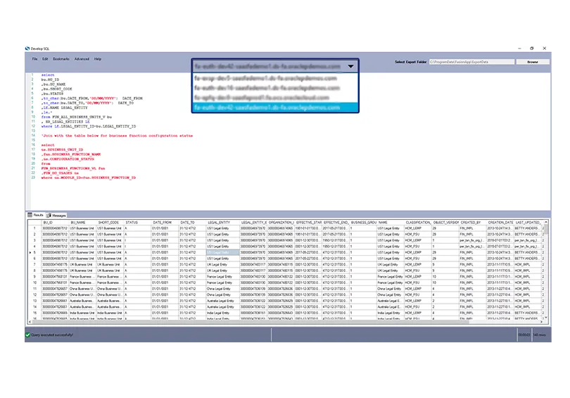 Develop SQL - SQL Tool for Oracle Fusion Cloud
