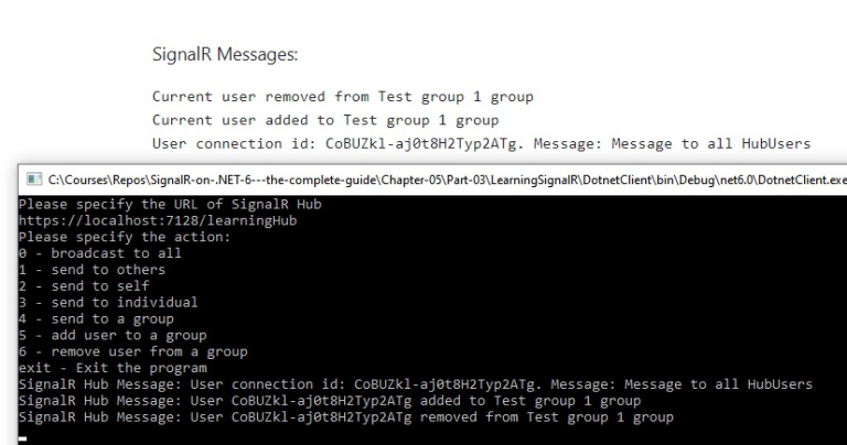 Sending Messages To Individual Signalr Clients Or Groups Of Clients Scientific Programmer
