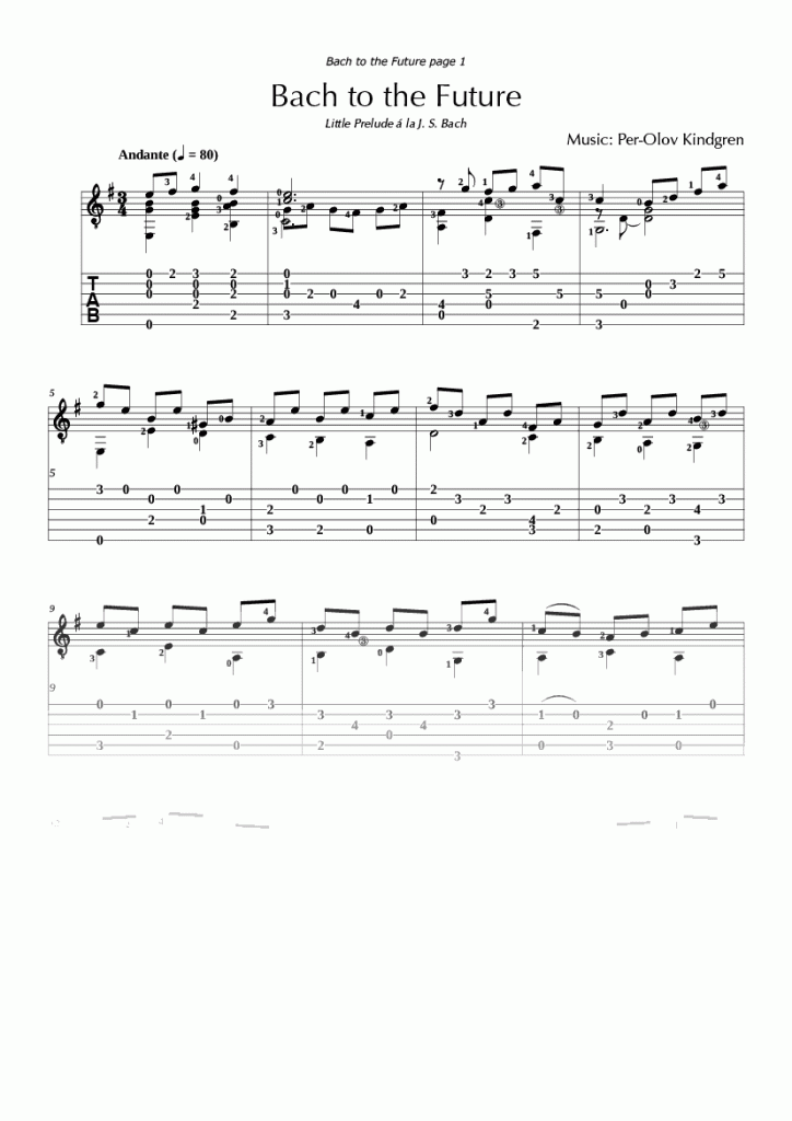 Bach to the Future (sheet music + TABs) – PER-OLOV KINDGREN MUSIC ONLINE