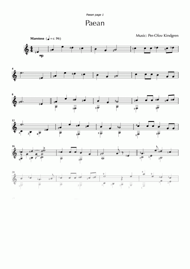 Paean (sheet music) – PER-OLOV KINDGREN MUSIC ONLINE