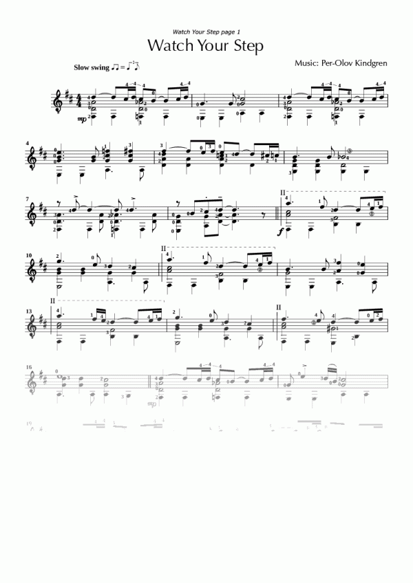 Watch Your Step (sheet music) – PER-OLOV KINDGREN MUSIC ONLINE