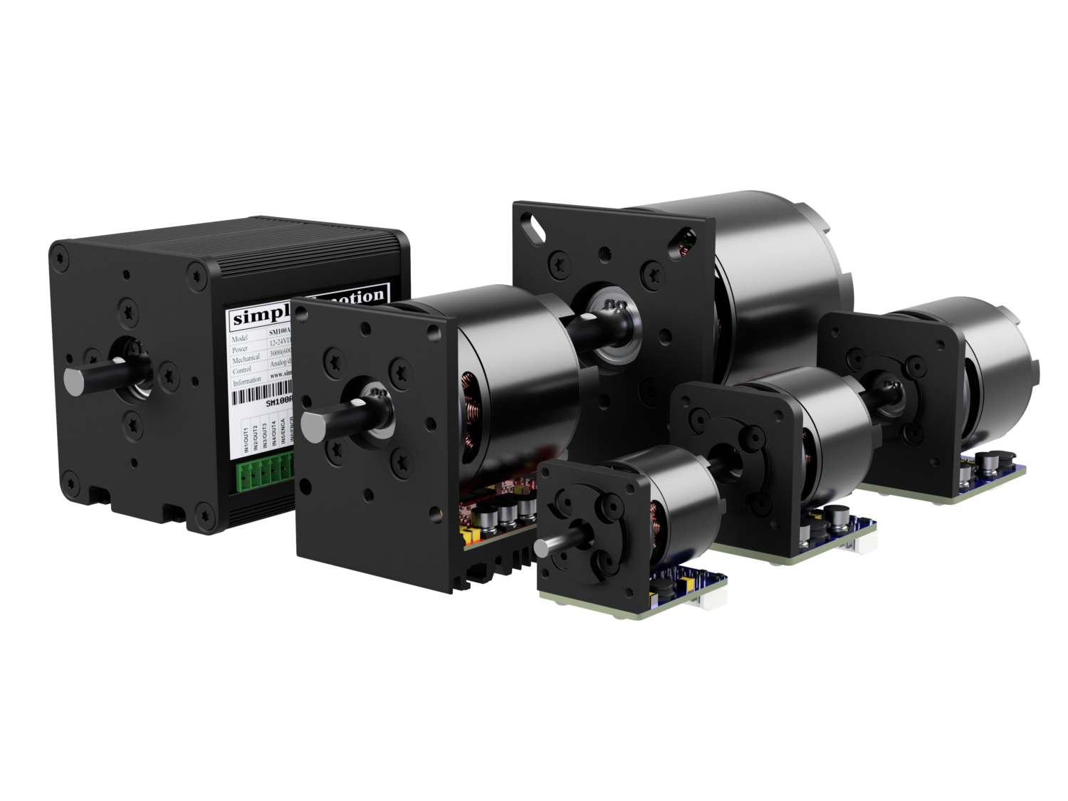 Integrated Servomotors and Brushless DC Motors with control