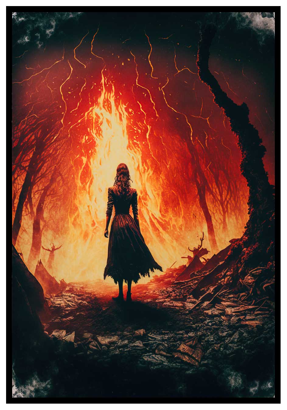 Fire Sorceress - Illustrated dark poster - Sinister.se