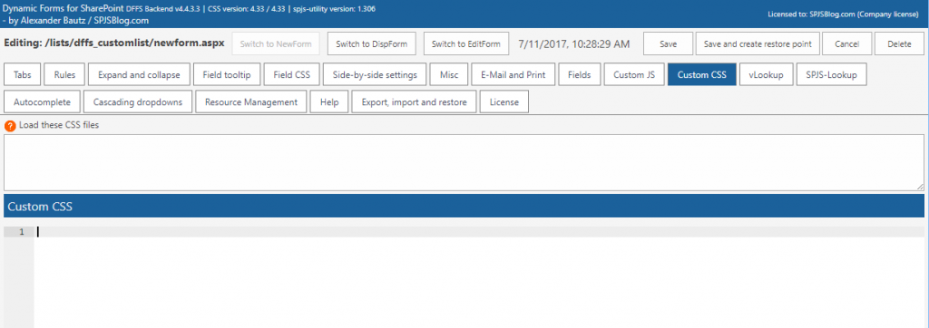 DFFS: User manual – SharePoint JavaScripts