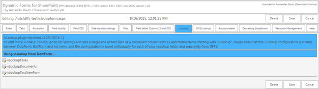 vLookup: User manual – SharePoint JavaScripts