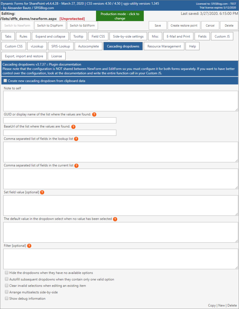 Spjs Cascading Dropdowns Sharepoint Javascripts