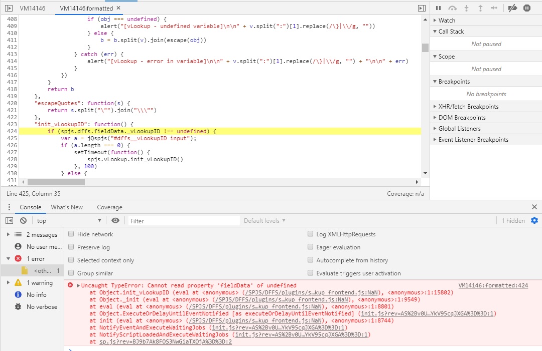 Vlookup In List View Error Sharepoint Javascripts