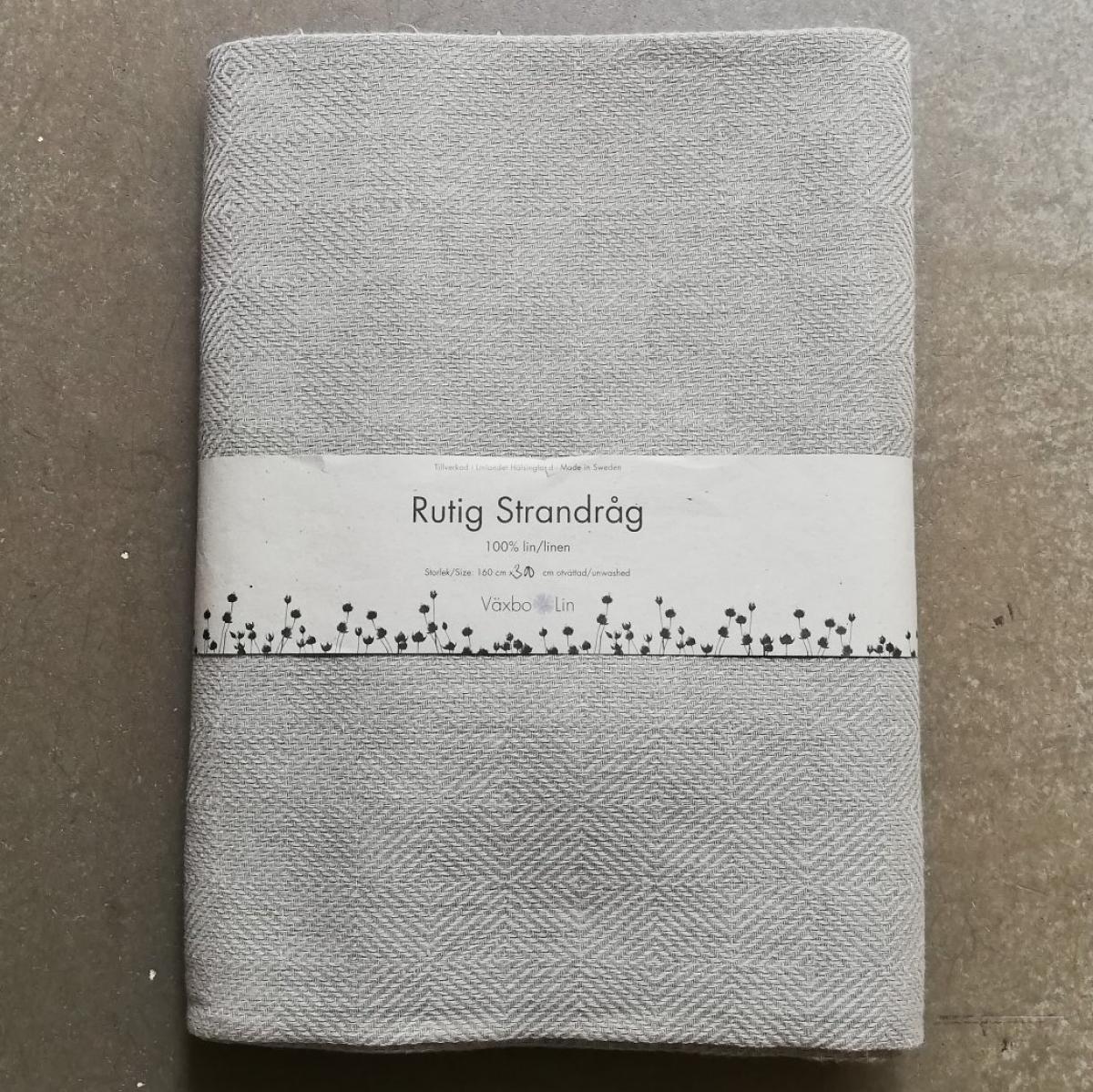 Rutig Strandråg - Linneduk - Oblekt - Svensk hemslöjd