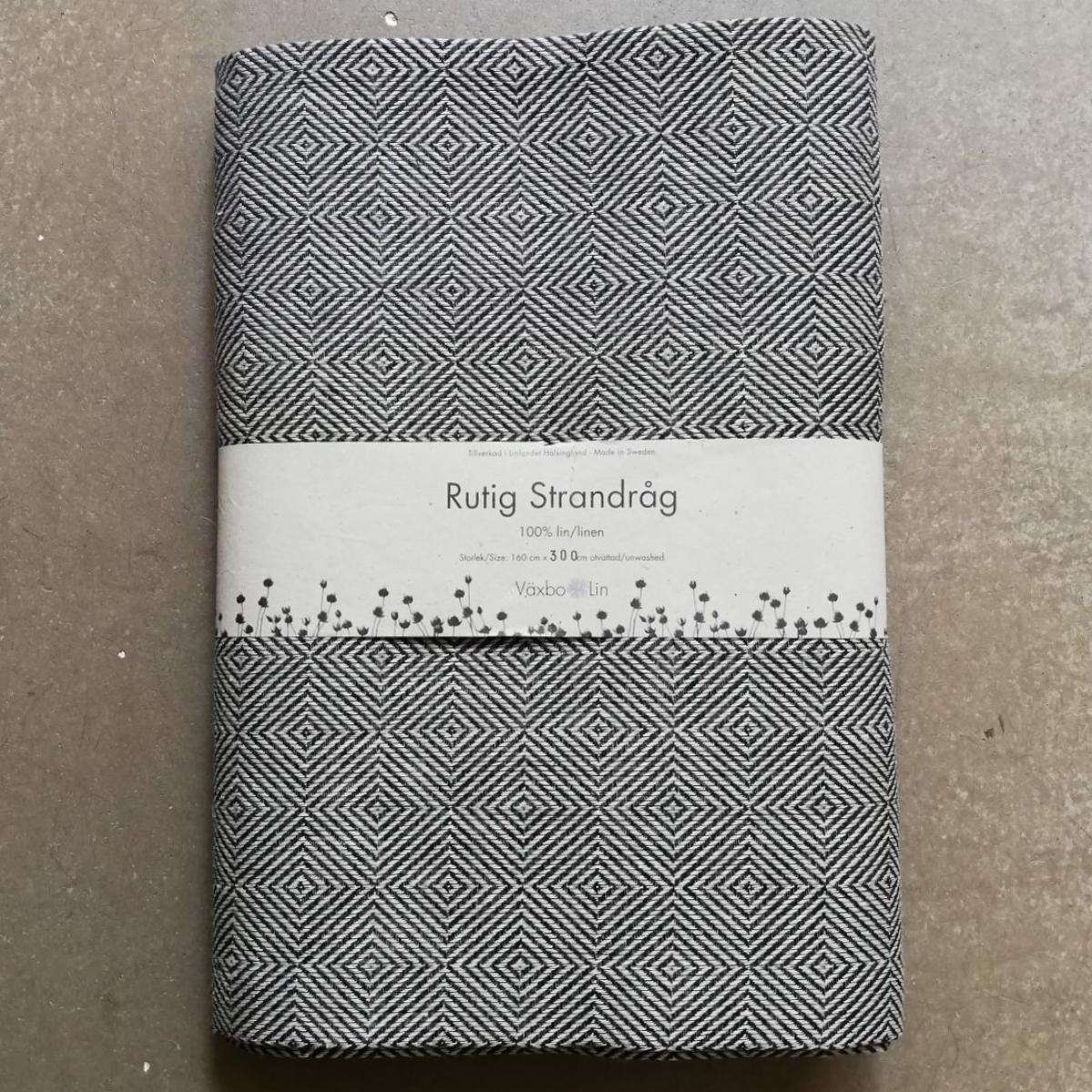 Rutig Strandråg - Linneduk - Svart - Svensk hemslöjd