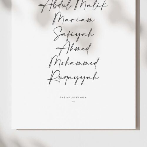 Personalised Family Names Frame | The Handlettering Studio