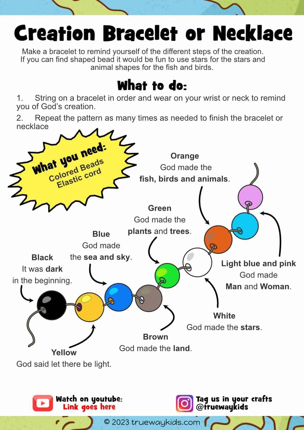 Creation Bible lesson for children 5 - 10 years old - Trueway Kids