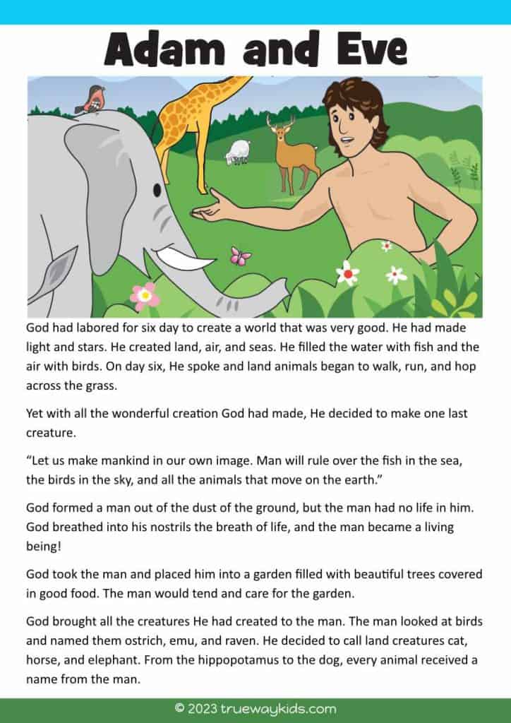 Adam and Eve - Genesis 2 (Bible lesson for 5 - 10 year old) - Trueway Kids